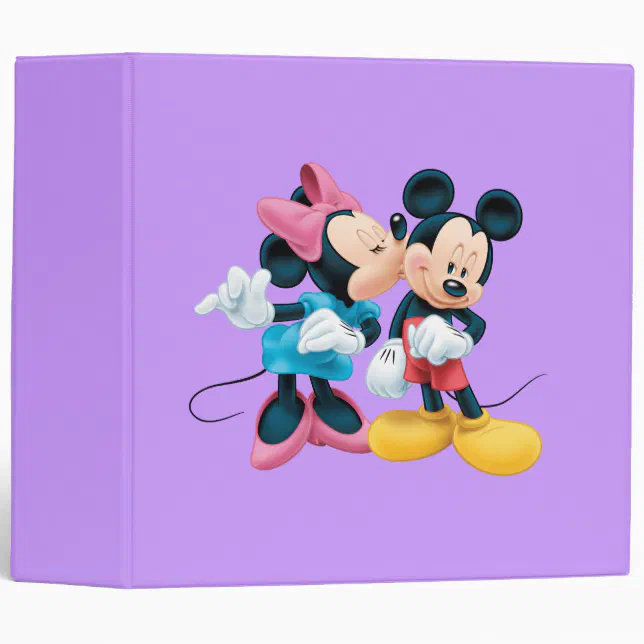 Mickey & Minnie | Kiss on Cheek 3 Ring Binder | Zazzle