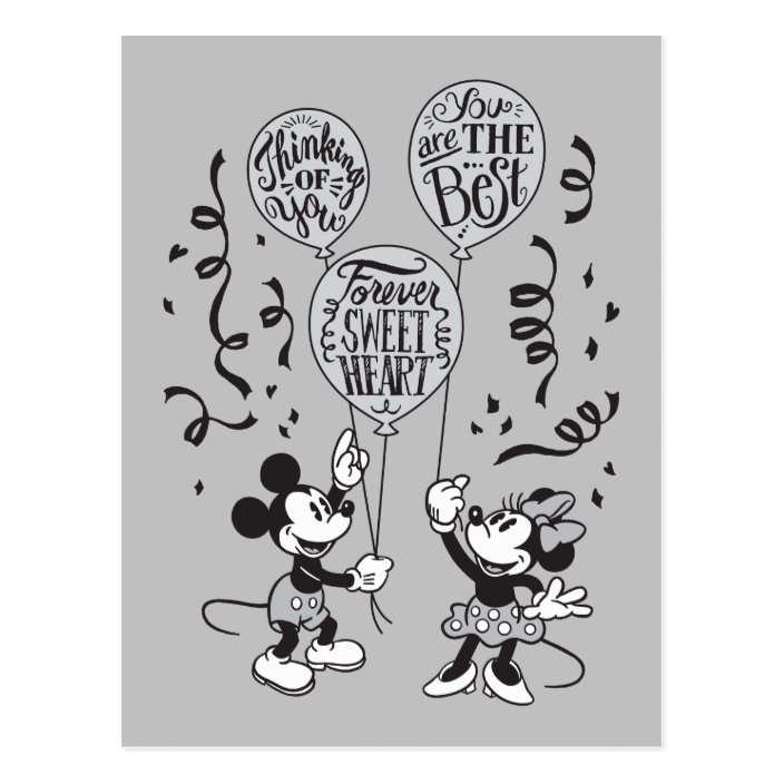 Mickey & Minnie Retro - Thinking of You Postcard | Zazzle.com