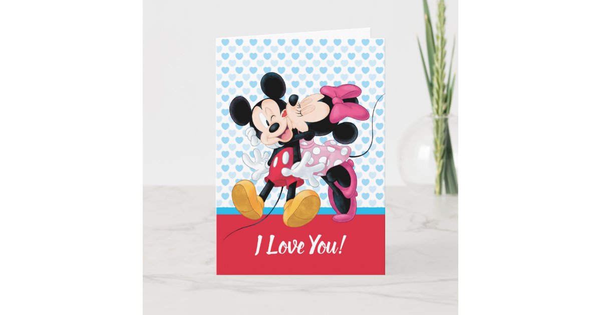 Mickey & Minnie | Valentine's Day Smooch Holiday Card | Zazzle