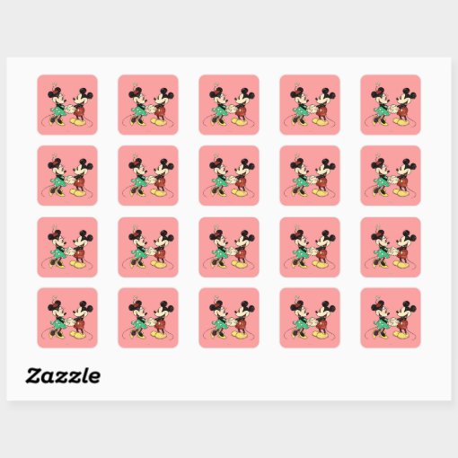 Mickey & Minnie | Vintage Square Sticker | Zazzle