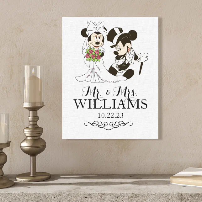 Mickey & Minnie Wedding | Getting Married Canvas Print | Zazzle