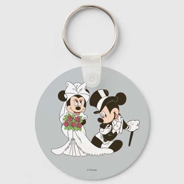 Mickey & Minnie Wedding | Getting Married Keychain | Zazzle