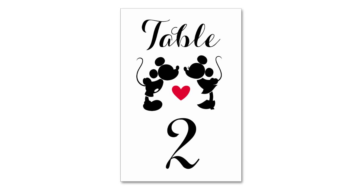 Mickey & Minnie Wedding | Silhouette Table Number | Zazzle