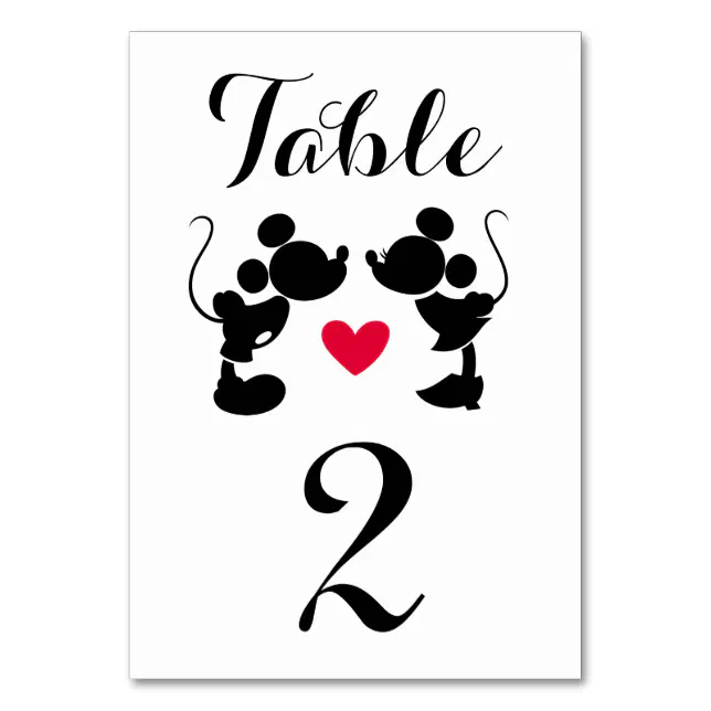 Mickey & Minnie Wedding | Silhouette Table Number | Zazzle