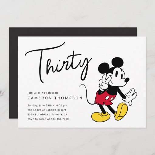 Mickey Mouse 30th Birthday Invitation | Zazzle