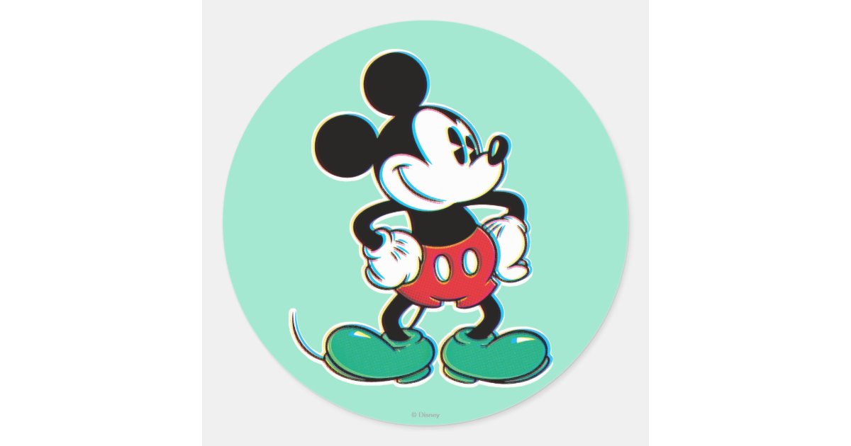 Mickey Mouse 3 Classic Round Sticker | Zazzle