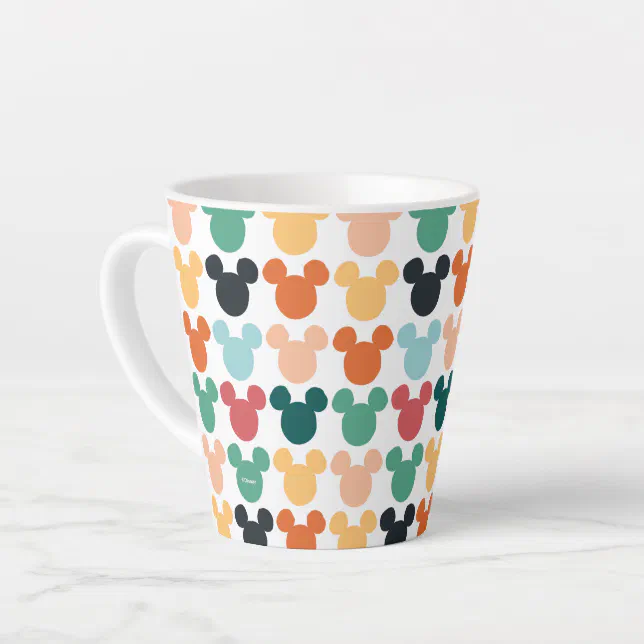 Mickey Mouse | A Colorful Repeating Logo Latte Mug | Zazzle