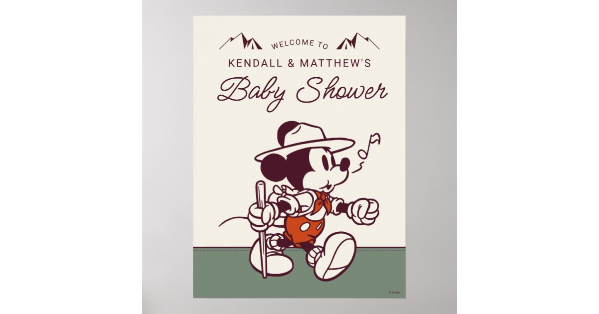 Mickey Mouse Adventure Awaits Baby Shower Welcome Poster | Zazzle