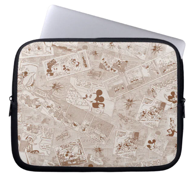 Mickey Mouse | Antique Mickey Comic Pattern Laptop Sleeve | Zazzle