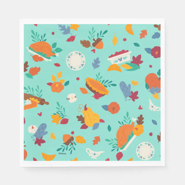 Mickey Mouse Autumn Feast Pattern Napkins | Zazzle