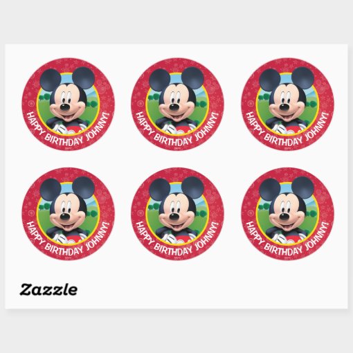 Mickey Mouse Birthday Classic Round Sticker | Zazzle