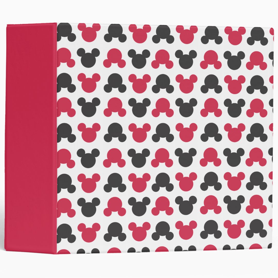Mickey Mouse | Black and Red Pattern Binder | Zazzle