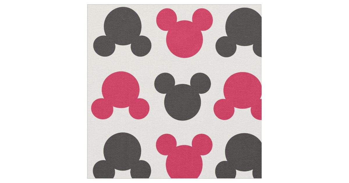 Mickey Mouse | Black and Red Pattern Fabric | Zazzle