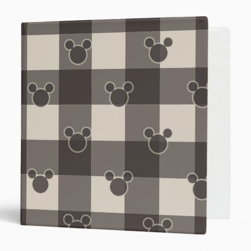 Mickey Mouse | Brown Plaid Pattern 3 Ring Binder | Zazzle