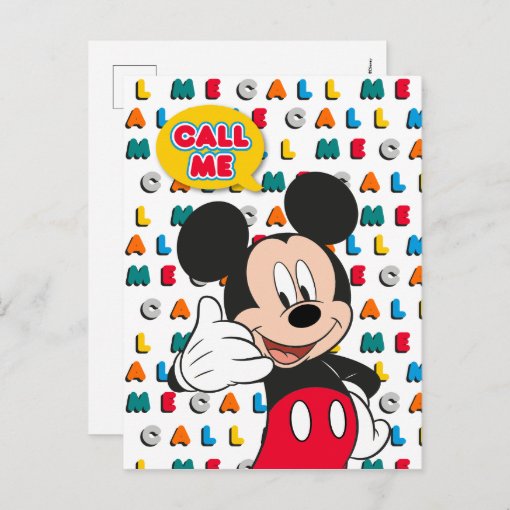Mickey Mouse - Call Me Postcard | Zazzle