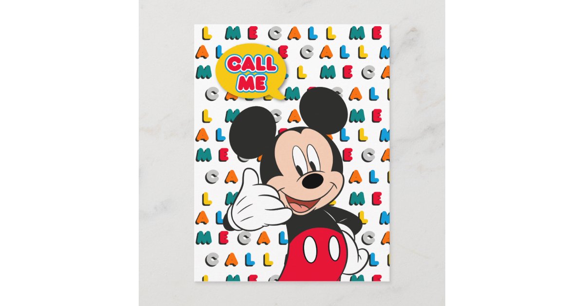 Mickey Mouse - Call Me Postcard | Zazzle