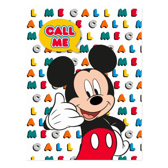 Mickey Mouse - Call Me Postcard | Zazzle.com