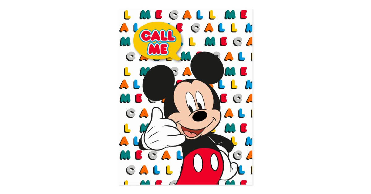 Mickey Mouse - Call Me Postcard | Zazzle.com