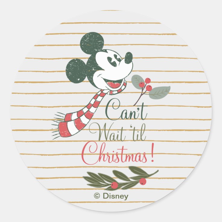 Mickey Mouse | Can't Wait 'til Christmas! Classic Round Sticker | Zazzle