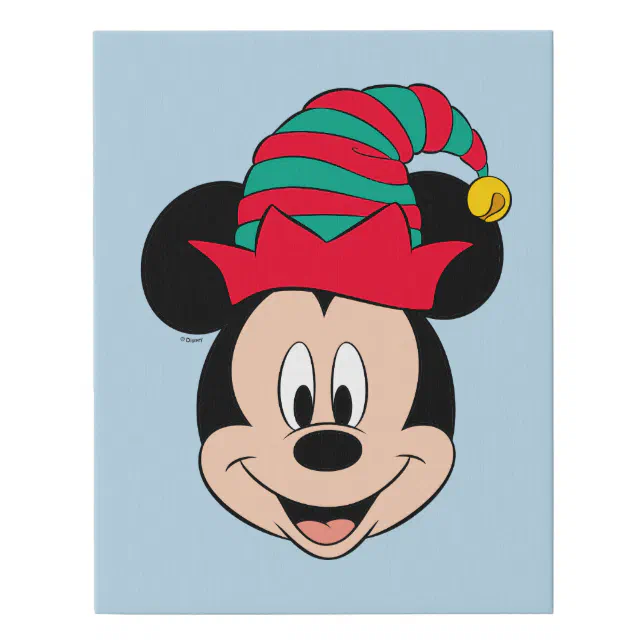 Mickey Mouse | Christmas Elf Hat Faux Canvas Print | Zazzle