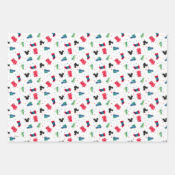 Mickey Mouse | Christmas Icon Pattern Wrapping Paper Sheets | Zazzle