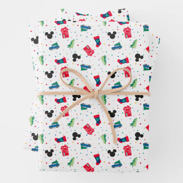 Mickey Mouse | Christmas Icon Pattern Wrapping Paper Sheets | Zazzle