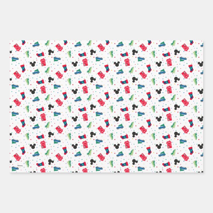 Mickey Mouse | Christmas Icon Pattern Wrapping Paper Sheets | Zazzle.com
