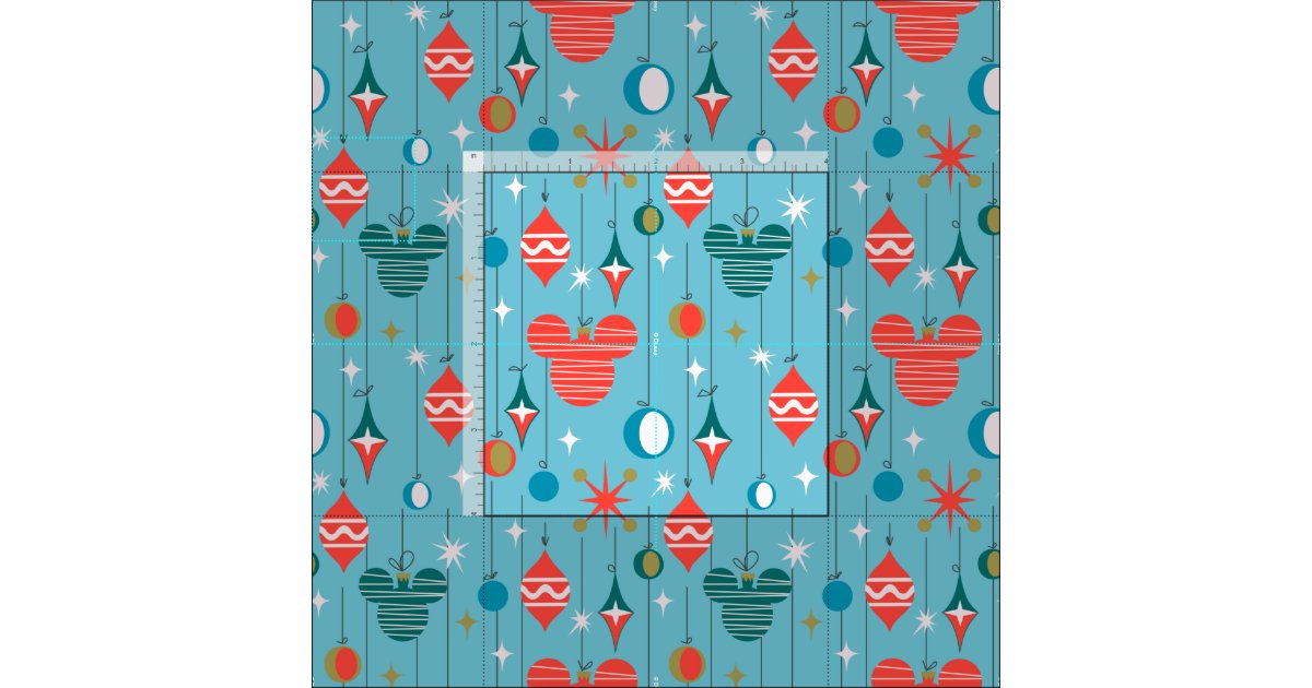 Mickey Mouse Christmas Ornament Pattern Fabric | Zazzle