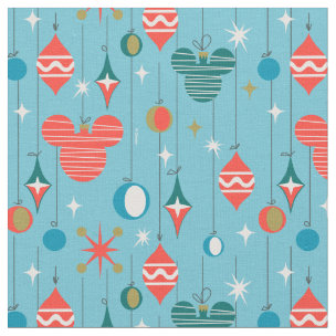 Holiday Mickey Mouse Red and White Pattern Fabric | Zazzle