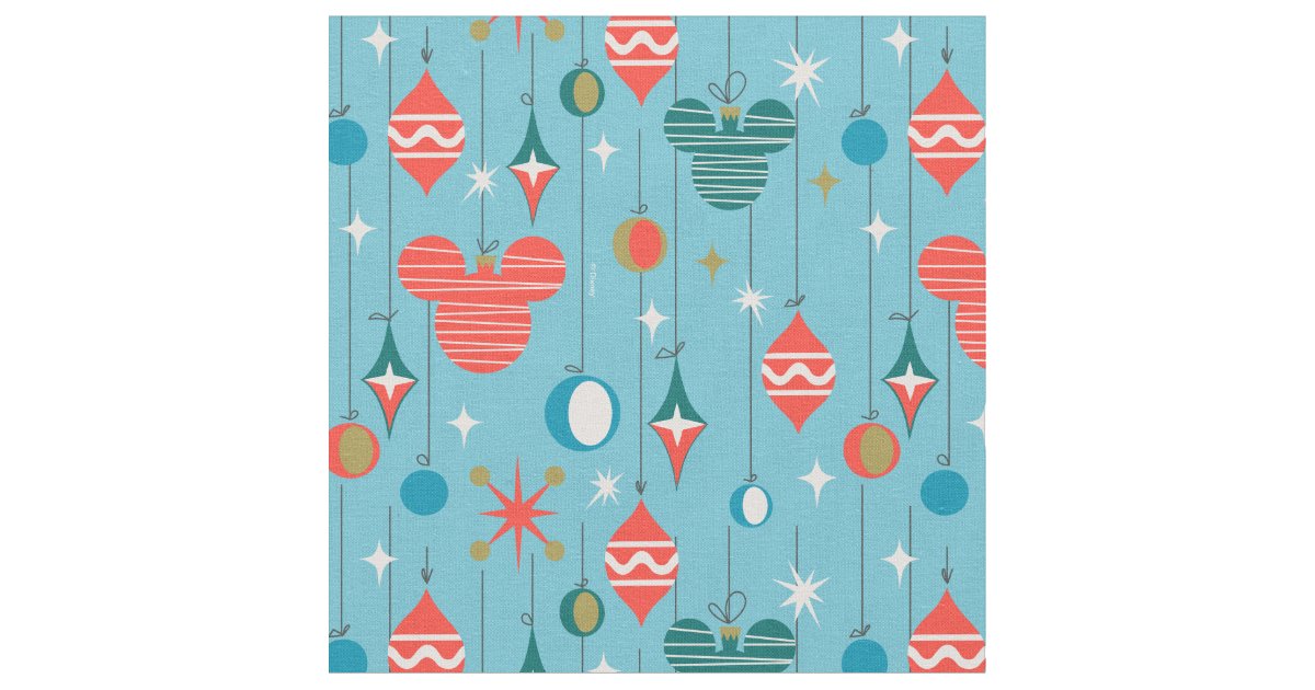 Mickey Mouse Christmas Ornament Pattern Fabric | Zazzle