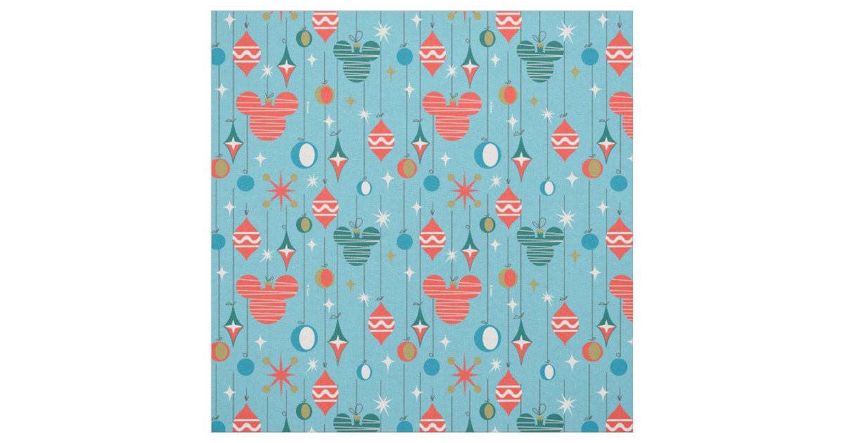 Mickey Mouse Christmas Ornament Pattern Fabric | Zazzle