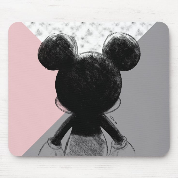 Mickey Mouse | Color Block - Pink Grey Marble Mouse Pad | Zazzle