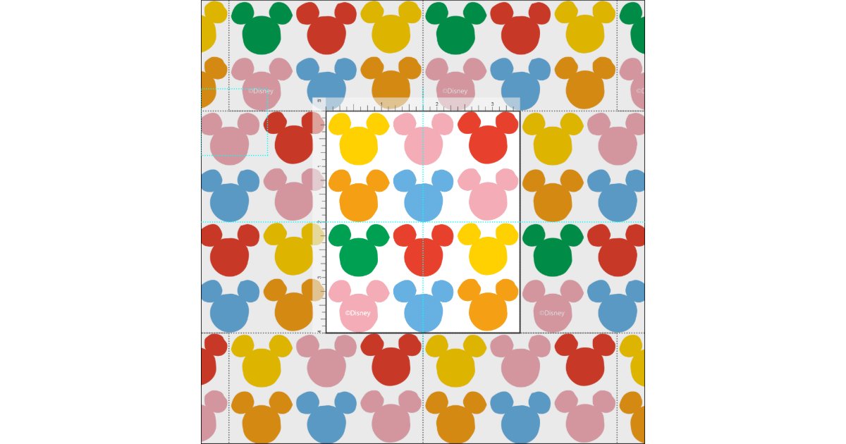 Mickey Mouse | Colorful Repeating Logo Fabric | Zazzle