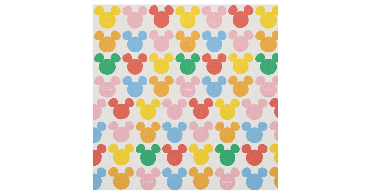 Mickey Mouse | Colorful Repeating Logo Fabric | Zazzle