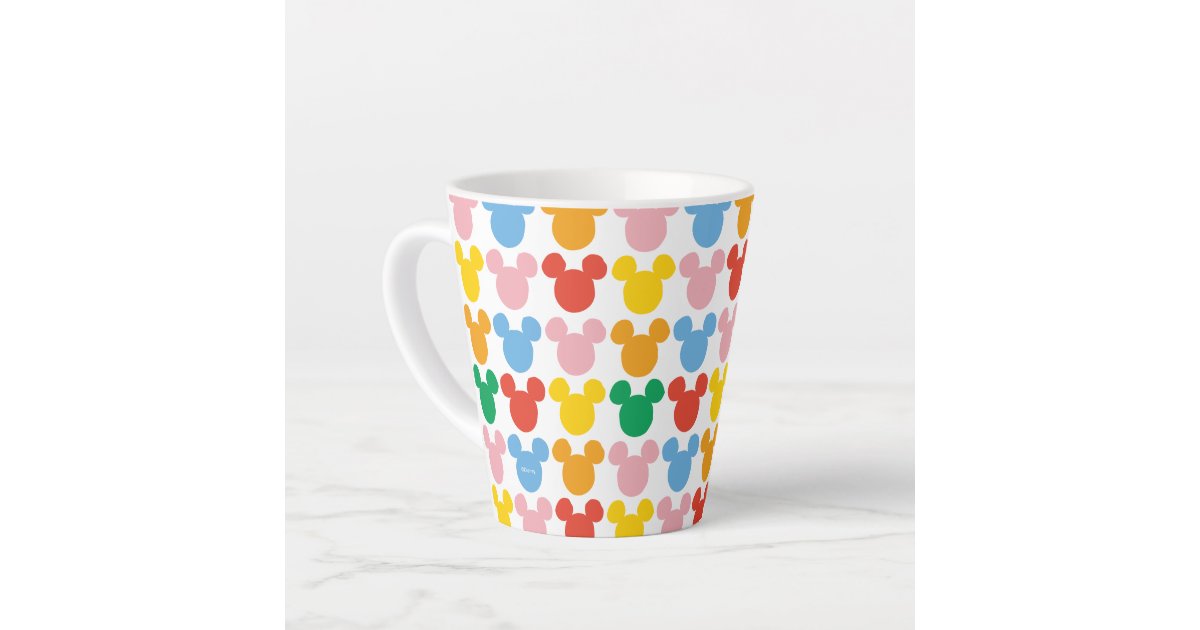 Mickey Mouse | Colorful Repeating Logo Latte Mug | Zazzle
