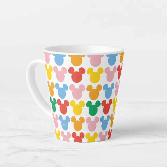 Mickey Mouse | Colorful Repeating Logo Latte Mug | Zazzle