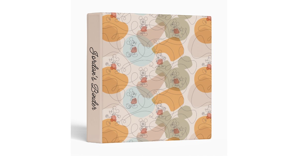 Mickey Mouse Continuous Line Pattern 3 Ring Binder | Zazzle