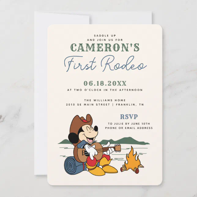 Mickey Mouse | Cowboy Rodeo Birthday Invitation | Zazzle