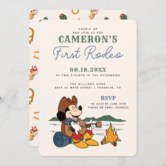 Mickey Mouse | Cowboy Rodeo Birthday Invitation | Zazzle