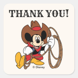 Mickey Mouse | Cowboy Rodeo Birthday Square Sticker | Zazzle