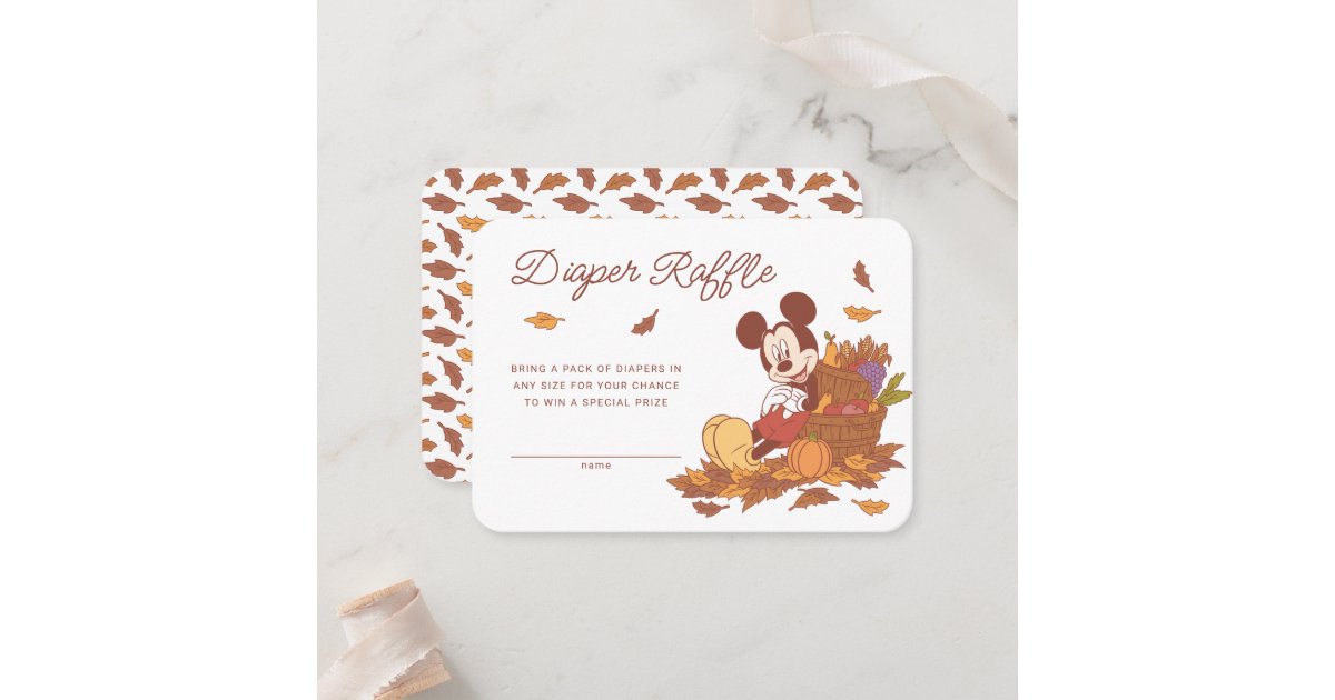 Mickey Mouse Fall Harvest Diaper Raffle Place Card | Zazzle
