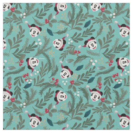Mickey Mouse | Festive Christmas Pattern Fabric | Zazzle