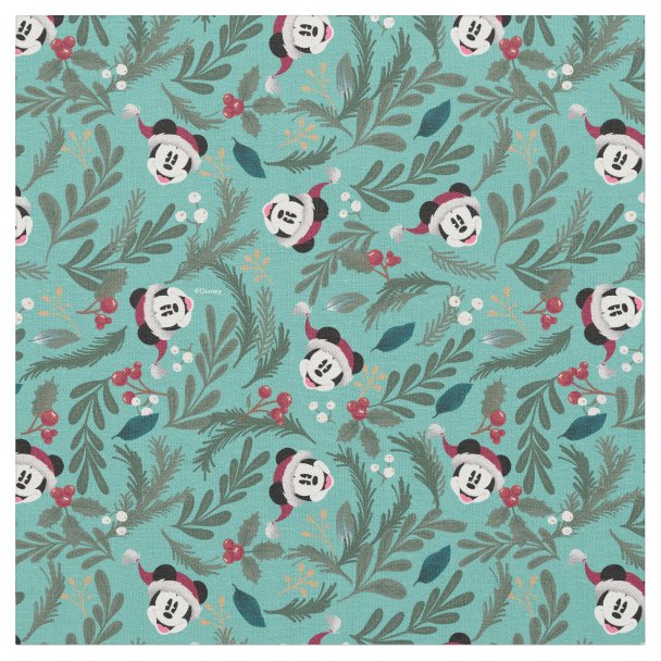 Mickey Mouse | Festive Christmas Pattern Fabric | Zazzle