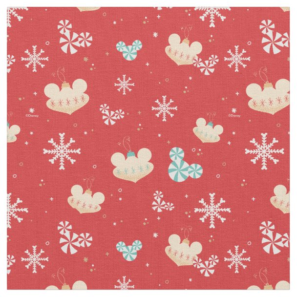 Vintage Holiday Mickey Mouse Pattern Fabric | Zazzle