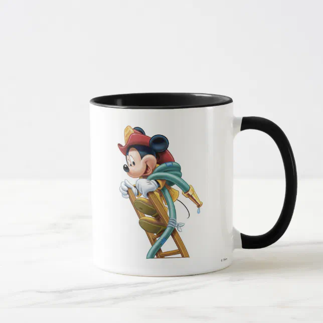 Mickey Mouse Fireman on Ladder Mug | Zazzle