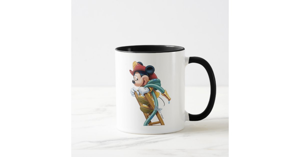 Mickey Mouse Fireman on Ladder Mug | Zazzle