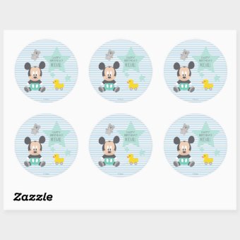 Mickey Mouse | First Birthday Classic Round Sticker | Zazzle