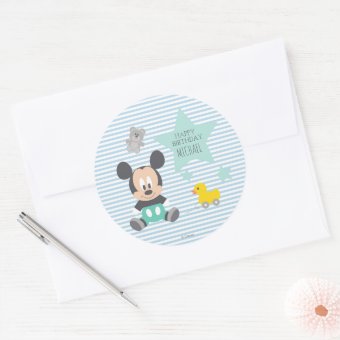 Mickey Mouse | First Birthday Classic Round Sticker | Zazzle