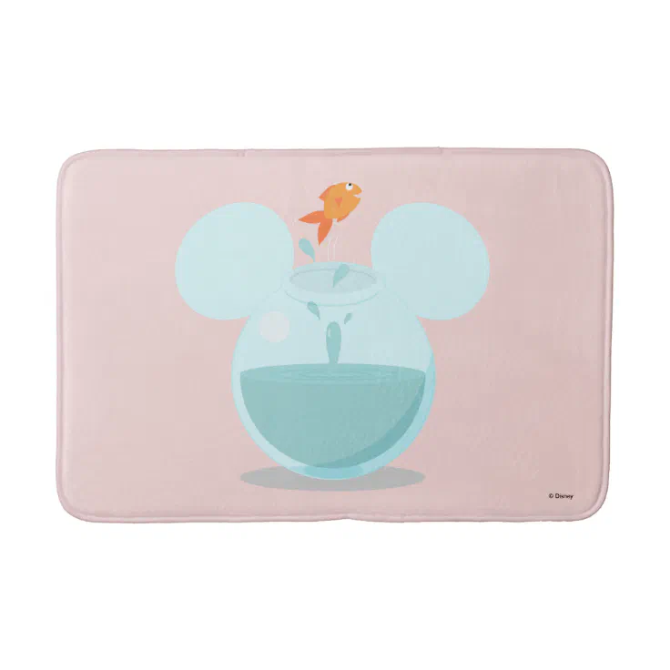 Mickey Mouse Fish Bowl Icon Bath Mat | Zazzle
