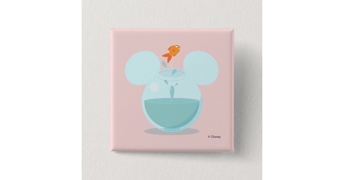 Mickey Mouse Fish Bowl Icon Button | Zazzle